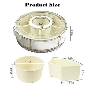 HINIHAO Divided Serving Tray with Lid and Handle, Removable Divided Platter Food Storage Containers with 6 Compartment, Small Boxes for Onion, Ginger, Garlic, Cherry (Divided Serving Tray-B)