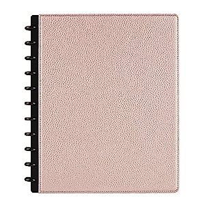 TUL® Discbound Notebook, Elements Collection, Letter Size, Leather Cover, Rose Gold/Pebbled, 60 Sheets