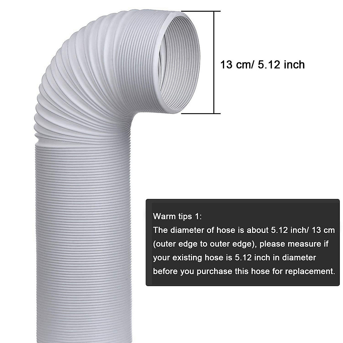 Air Conditioner Exhaust Hose with 5 Inches Diameter, Counterclockwise Thread Compatible with Portable Air Conditioner (59 Inches Length)