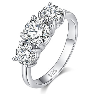 SecreTalk 2ct Moissanite Engagement Wedding Ring for Women, 925 Sterling Silver D Color VVS Diamond Promise Ring with Certificate of Authenticity (5)