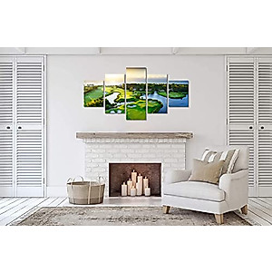 Golf Course Wall Art Sunrise Canvas Painting Sport Poster Prints Framed Picture for Living Room Office Bedroom Basement Home Decor (50Wx24H)