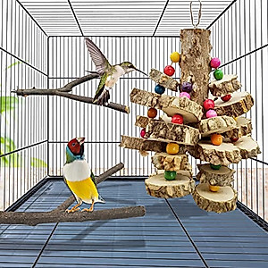 Hamiledyi Wood Macaw Toys Natural Large Parrot Chewing Toy Multicolor Wooden Block Tearing Hanging Bird Cage Toys for Medium Cockatoos African Grey Finch Budgie Parakeets 3PCS