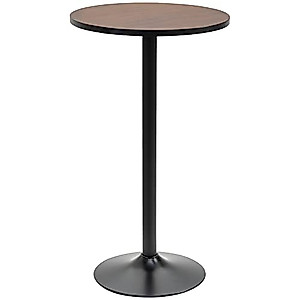 HOMCOM 42" H Bar Height Round Bar Table, Rustic Industrial Pub Table, Elm Wood Top Bistro Table with Metal Base