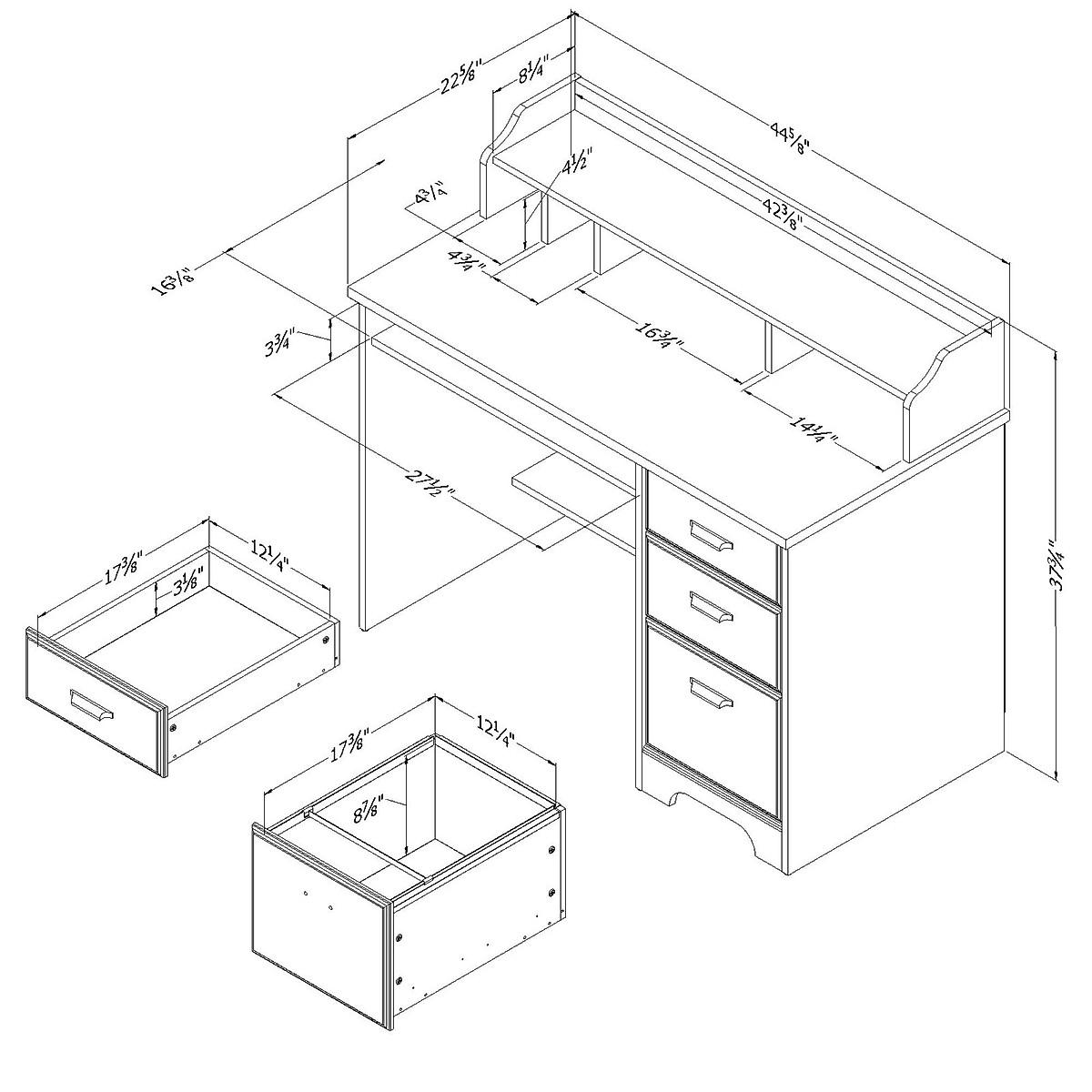 South Shore Furniture Versa Computer Desk with Hutch, Nordik Oak