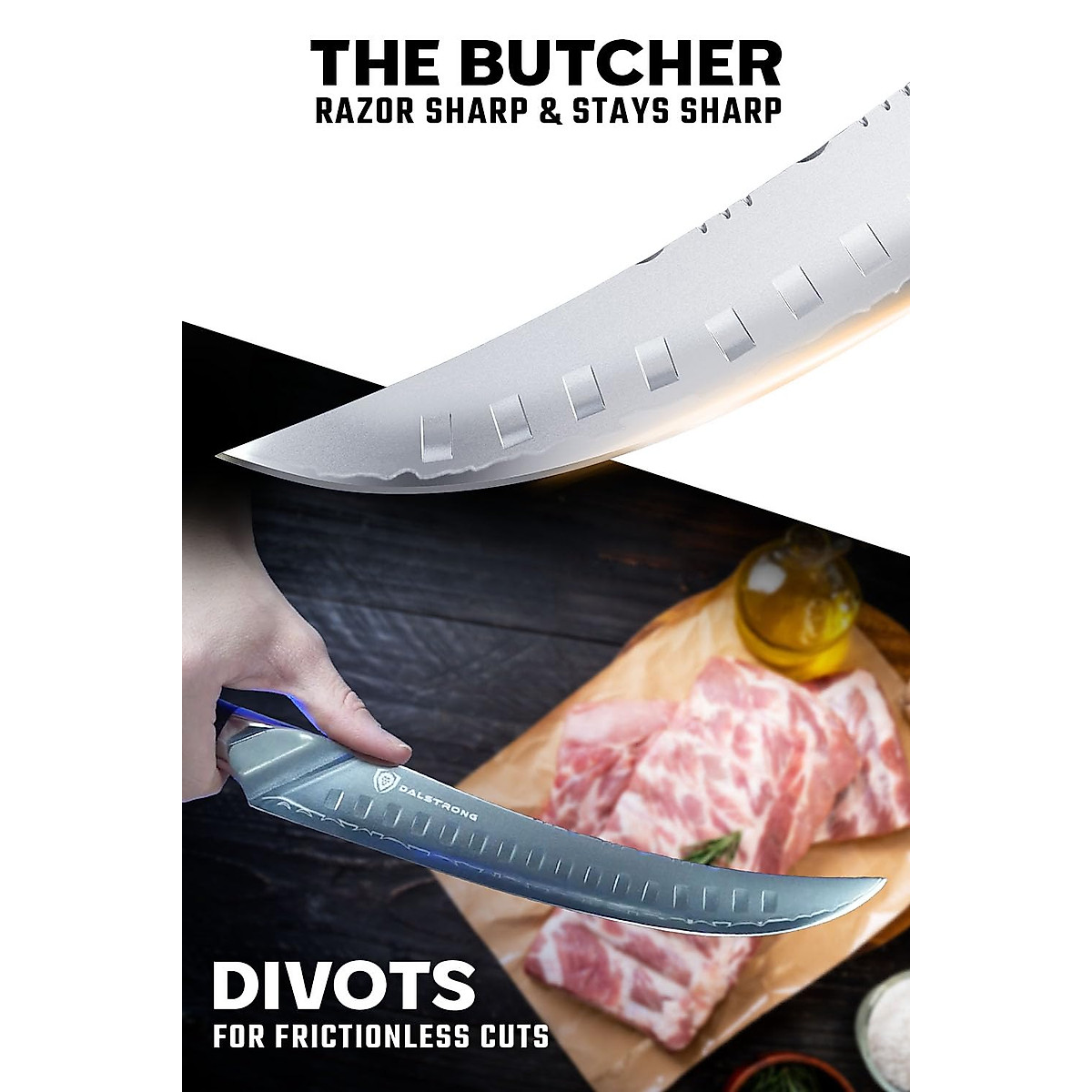 Dalstrong Butcher Knife - 10 inch - Valhalla Series - 9CR18MOV HC Steel Kitchen Knife - Celestial Resin & Wood Handle - Razor Sharp Breaking Knife Gift- Heavy Duty - BBQ Meat Slicer - w/Leather Sheath