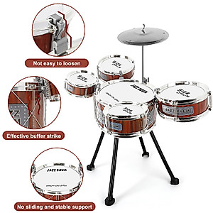 M SANMERSEN Kids Drum Set Jazz Drum Kit 8 Piece for Toddler Educational Percussion Musical Instruments Drum Toy Playset Xmas Gift for Boys Girls - Red