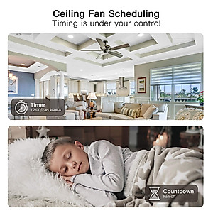TREATLIFE Smart Ceiling Fan Control, 4 Speed Fan Switch for Ceiling Fan, Neutral Wire Required, Smart Home Devices that Works with Alexa and Google Assistant, Remote Control, Schedule, No Hub Required