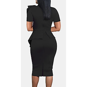 TOPONSKY Church Mothers Work Bow Dress Maternity Club Ruffle Pencil Black,XL