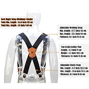 WELKINLAND 2Inch Suspenders for men heavy duty, Men's suspenders, Big Black suspenders, Suspenders for men, Black suspenders men for jeans, Heavy Duty suspenders for men, Work suspenders for men