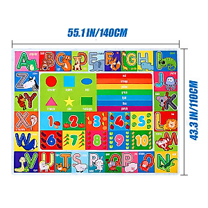 Kids Educational Rug Playtime Collection ABC, Numbers and Shapes Learning Carpet Kids Play Rug Mat Playmat for Playroom Bedroom, 55.1 x 43.3 inch