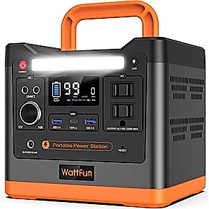 Wattfun LiFePO4 Portable Power Station, 298Wh Regulated DC Output Solar Generator, 320W(Peak 640W) Pure Sine Wave AC Outlet Backup Battery Type-C PD60w for CPAP Outdoor Camping Travel Home Emergency