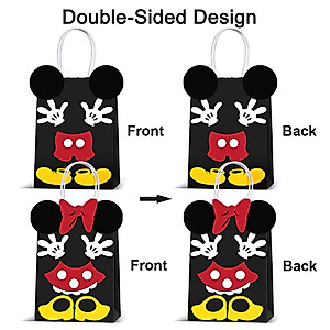 NOVIIML e Party Supplies Bags -Micky Minie Paper Treat Candy Gift Bags for Kids Birthday Micky Minie Party Supplies -24 Piece