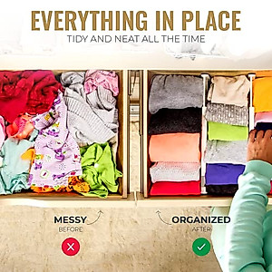 RAPTUROUS Deep Drawer Divider - 6 Inches High, Expands from 13.5-22 Inch, Adjustable Tall Dividers for Kitchen, Bedroom - Expandable Organizers for Clothes, Baby Dressers - 4 Pack White Deep Separator