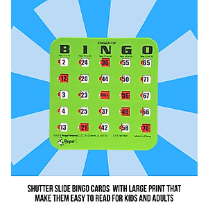 Regal Bingo Bulk Bingo Cards with Sliding Windows - Reusable Large Print Bingo Game Cards for Adults Large Group - 10 Pack, Green