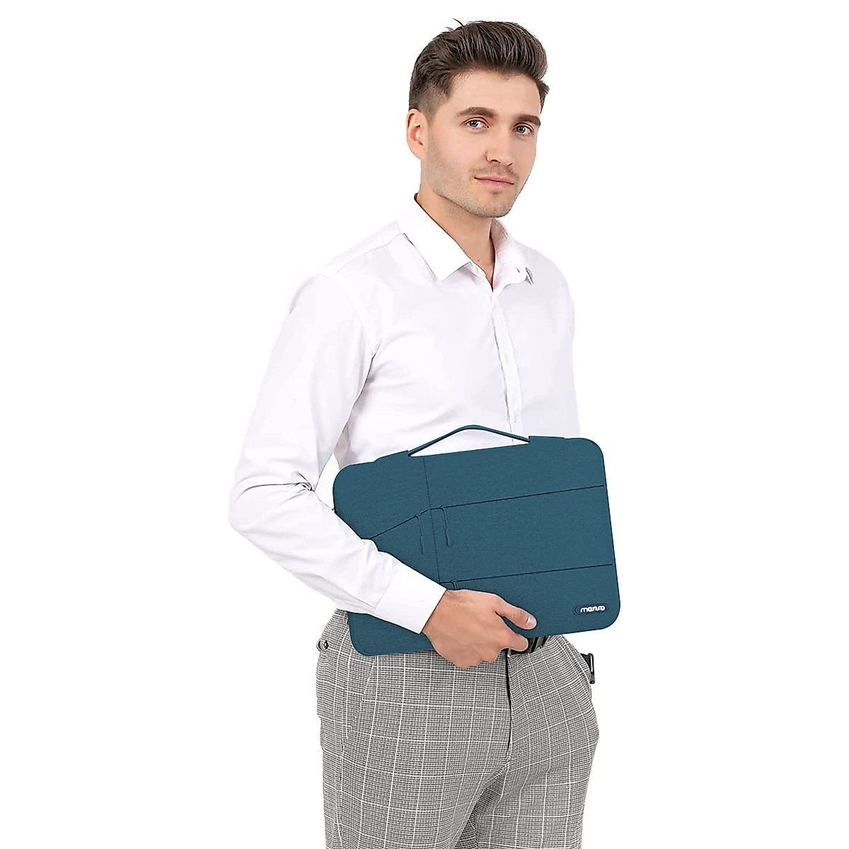 MOSISO 360 Protective Laptop Sleeve Compatible with MacBook Air 13 inch M3 M2 M1 2024-2018 / Pro 13 inch 2024-2016 / Surface Pro 9/8/7/6/X/5/4/3, Polyester Bag with Pockets&Belt, Deep Teal