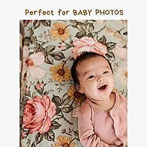 Fitted Crib Sheet - Garden Floral Pattern Design, Woven 100% Cotton (Sea Foam, Regular (28x52x9) in)