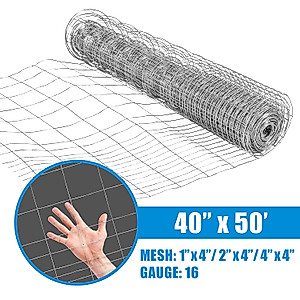 Fencer Wire 16 Gauge Galvanized Super Rabbit Guard Garden Fence, Welded Wire Fence for Preventing Rabbits, Dogs, Cats, Chickens, and Other Small Animals from Damaging The Garden (40 in. x 50 ft.)