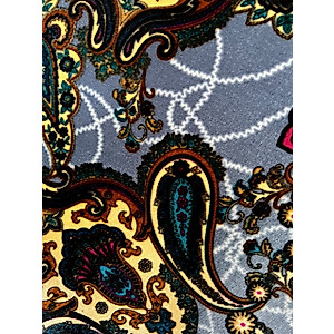 Sutton Paisley 7 Print on Polyester Stretch Velvet Fabric by The Yard for Bows, Head Wraps, Top Knots, Scrunchies, Clothes, Costumes, Crafts