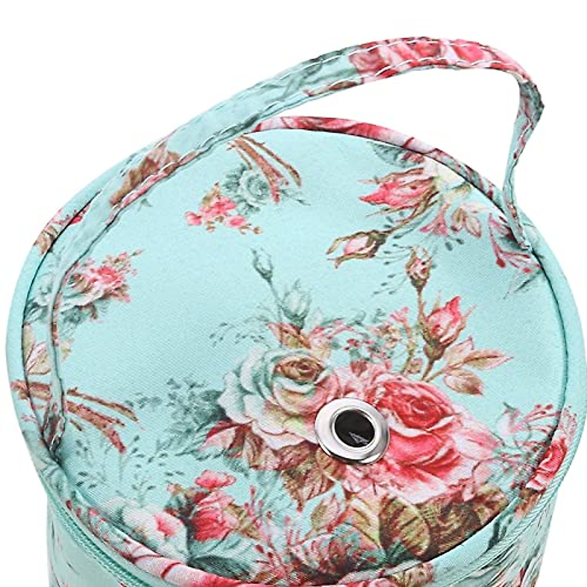 MagiDeal Yarn Storage Bag with Handle, Polyester Holder Case, Gift Tote Zipper Closure Crocheting Knitting Supplies Crochet Bag for Knitting Lovers, Flower