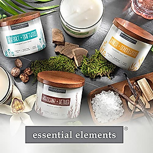 Essential Elements by Candle-lite Scented Candles, Mahogany & Vetiver Fragrance, One 9 oz. Single-Wick Aromatherapy Candle with 50 Hours of Burn Time, Off-White Color