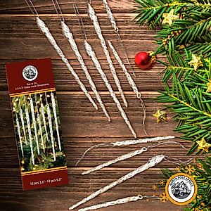 Set of 24 Twisted Clear Glass Icicle Ornaments - Perfect for Christmas Trees and Silver/White Winter Decor