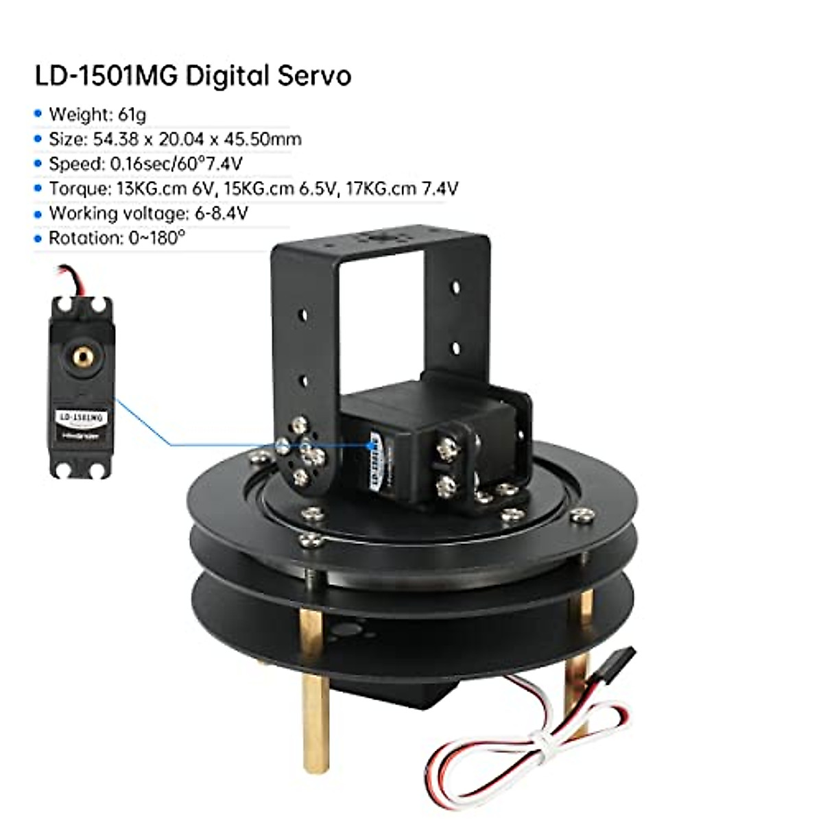 2 DoF Pan Tilt Digital Servo Kit, Full Metal Bracket for Building Robot, Robotic Arms, PTZ Cameras, Raspberry Pi HQ Camera and More, Robot DIY Kit (unassembled)