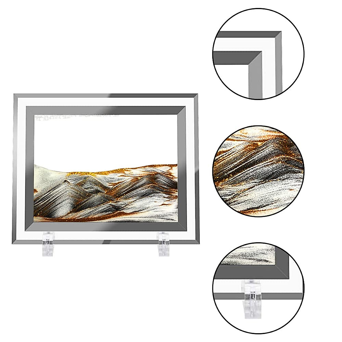 Laenshi Moving Sand Art Picture Deep Sea Dynamic 3D Sandscapes Pictures in Motion Office Desktop Art Decor Toys