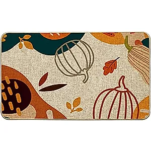 WHOMEAF Fall Boho Modern Doormat Orange Pumpkin Autumn Outdoor Indoor Patio mats Entrance Minimalist Design Door Mats Low Profile Non Slip Outside Inside Floor Mat Rugs for Home Decor 17 x 29 Inch