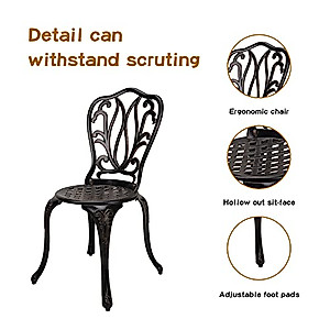 3-Piece Patio Bistro Furniture Set Cast-Aluminum Bistro Table Set for Lawn,Garden,Backyard (YILI Copper)