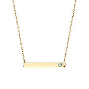 PAVOI 14K Gold Plated Crystal Birthstone Bar Necklace | Dainty Necklace | Gold Necklaces for Women | March