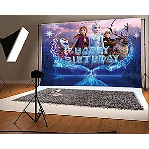 Frozen Backdrop 1st Birthday Backdrop Baby Shower for Girl Elsa Princess Party Supplies Banner Background Photography Ice Castle