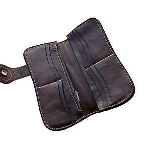 crazy hunter Dragon Skull Motorcylce Biker Cow Leather Card Holder Handmade Wallet With Chain L66