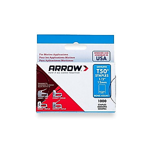 Arrow 508M1 Heavy Duty T50 Monel Staples for Marine Applications, 1/2-Inch Leg Length, 3/8-Inch Crown Size, 1000-Pack, Made in The USA