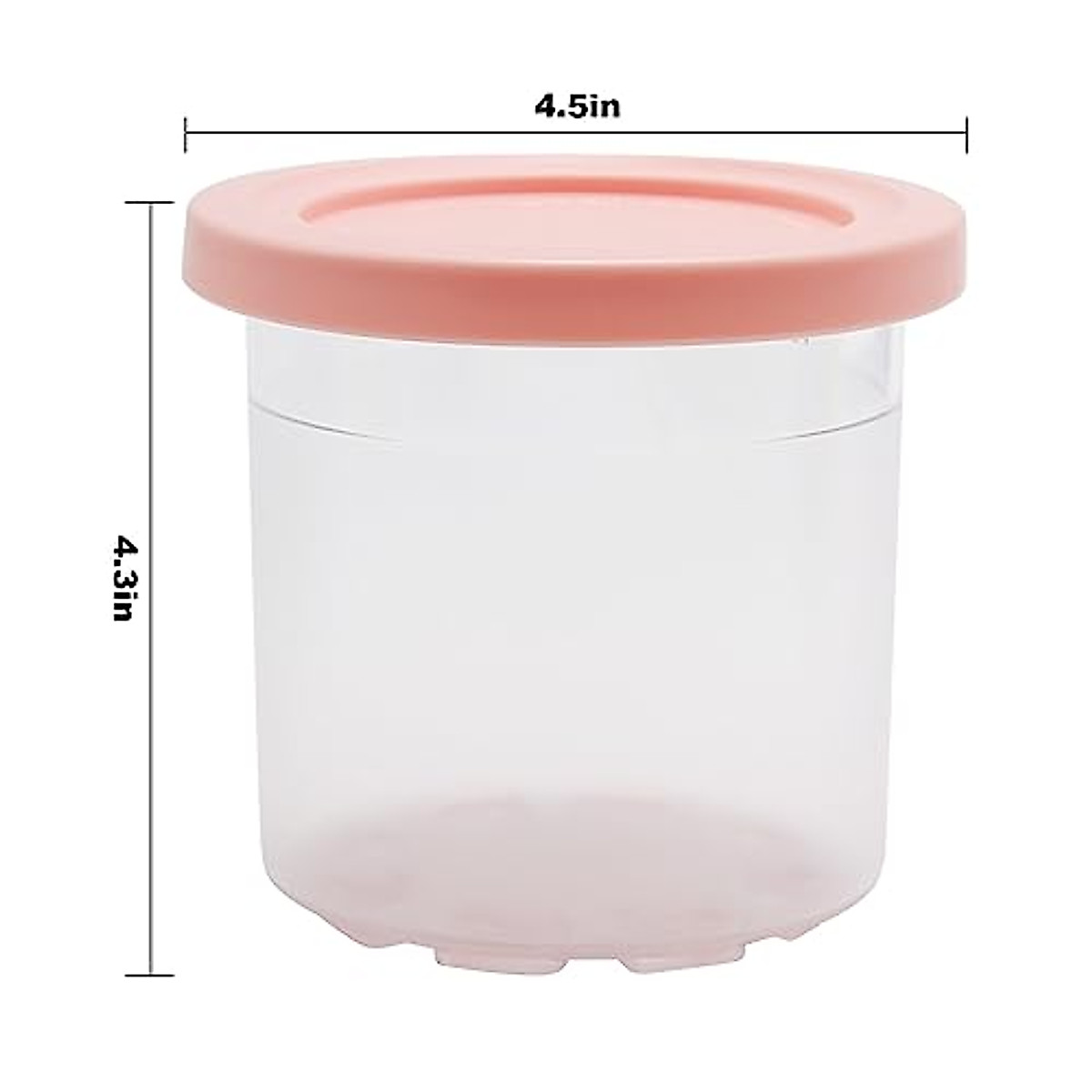 4 Pack Ice Cream Containers Replacement for Ninja Creami Ice Cream Makers NC300, NC301 & NC299AMZ Series, Reusable, BPA-Free & Dishwasher Safe, Airtight, Gray/Blue/Pink/Green Lids