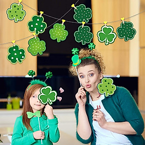 St. Patrick's Day Decoration Shamrocks Clover Cut-Outs Shamrocks Irish Paper Cut-Outs with Adhesive Dots for Bulletin Board Classroom School Ireland Saint Patrick's Day Party, 5.9 x 5.9 Inch (40 Pcs)