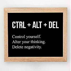 "CTRL+ALT+DEL" Inspirational Motivational Wall Art & Decor-Positive Quotes Poster Prints 8x10-Home Office Desk-Classroom Decor-Success Sayings-Encouragement Gifts for Men, Women, Teens-Ready to Frame.