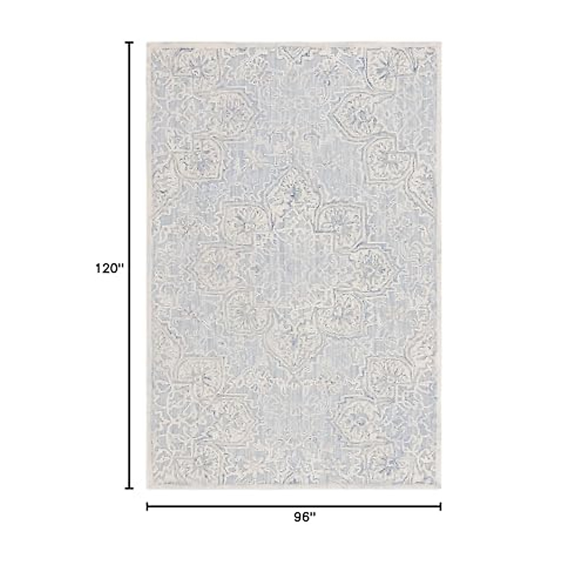 SAFAVIEH Trace Collection Area Rug - 8' x 10', Light Blue & Ivory, Handmade Floral Medallion Wool, Ideal for High Traffic Areas in Living Room, Bedroom (TRC304K)