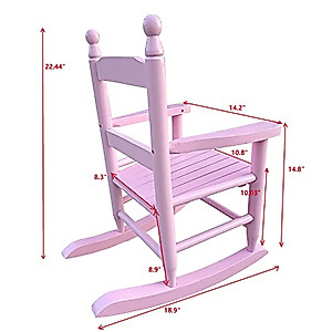Child's Rocking Chair Solid Wood Kids Rocking Chair,Wooden Rocker Chair for Children Aged 3-7,Oak Rocking Chair for Front Porch/Outdoor/Indoor,Plywood Rocking Chair (Pink)