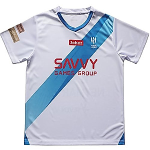 ORGBRAIN 2023/2024 Hilal Riyadh Al Away #10 Neymar Football Soccer Kids Jersey Shorts Socks Set Youth Sizes (White, 30)