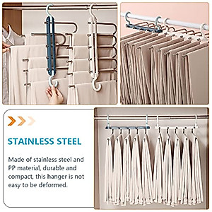 Cabilock 1pc Multifunctional Slip Steel Rack Hanger Jean Pants Open Layer Traceless Non- Blue Multi- Non Belt Household Saving Drying Adjustable for Trousers Ended Clothes Hangers