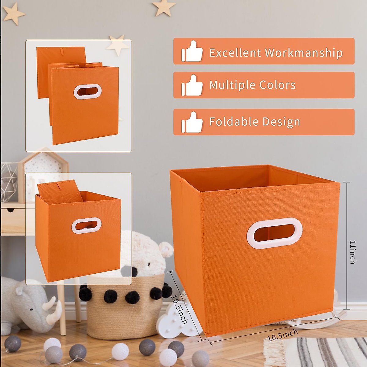 Storage Cubes, 11-inch Cube Storage Bin, 6 Sets Foldable Fabric Storage Cubes With Handles, 6 Cube Storage Organizer, Storage Cube Bins for Toys, Clothes and Books (Multicolour) (Multicolour)