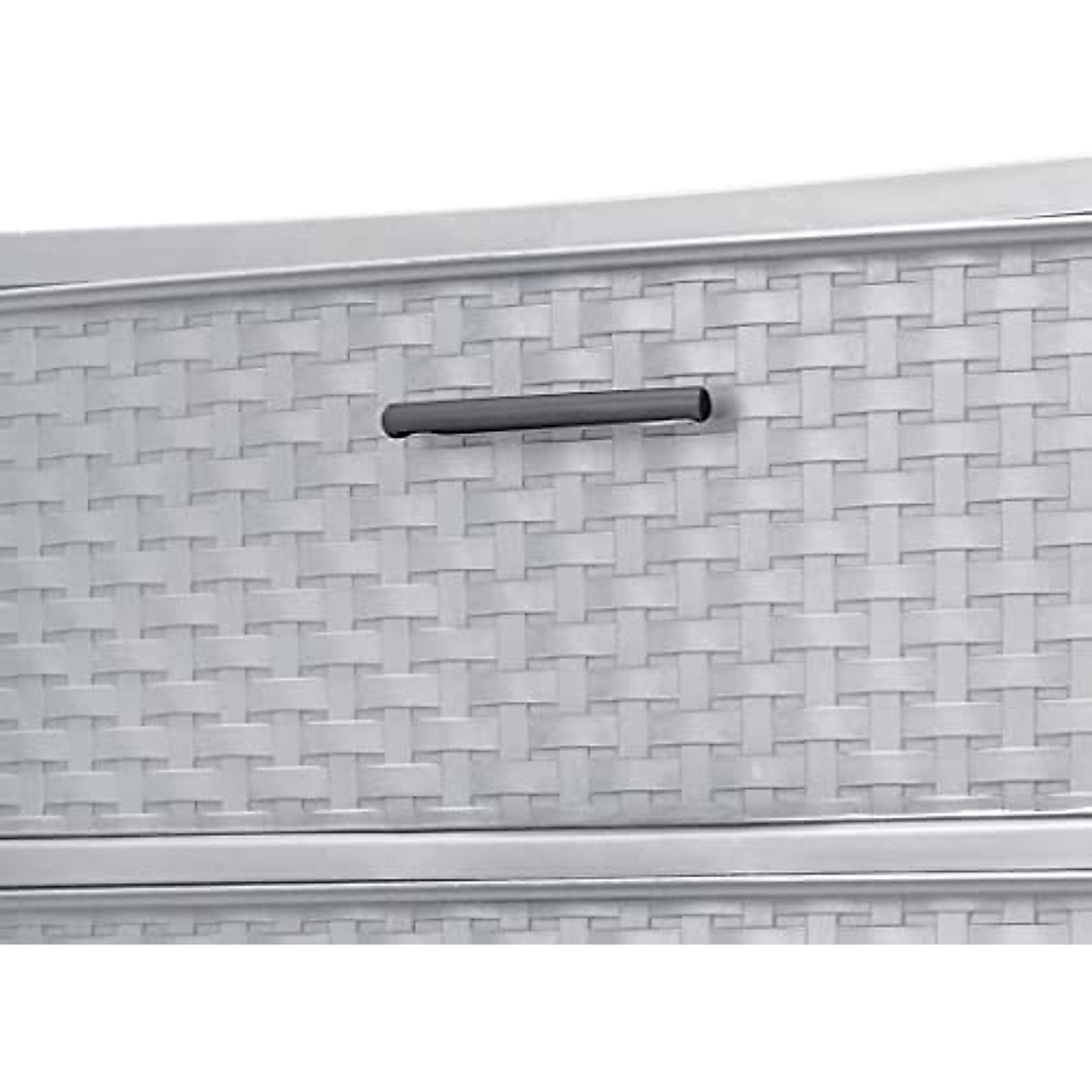 4 Drawer Wide Weave Storage Tower with Driftwood Handles,Organizer Storage Tower for Closet, Bedroom, Entryway, White (Cement)