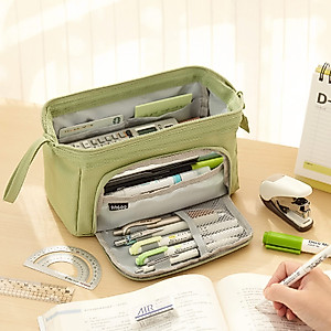 HVOMO Pencil Case Large Capacity Pencil Pouch Handheld Pen Bag Cosmetic Portable Gift for Office School Teen Girl Boy Men Women Adult (Green)