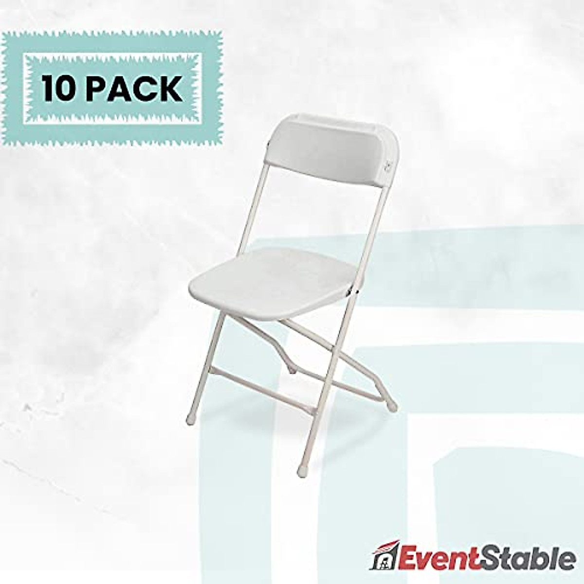 EventStable TitanPRO White Plastic Folding Chair - Lightweight Foldable Outdoor Chair - Durable Patio Chairs - Chairs Set for Parties Banquet Events - 10 Pack