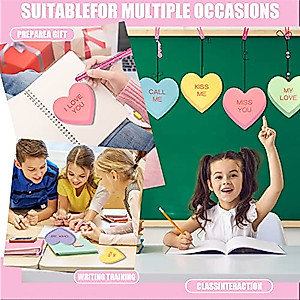48 Pieces Valentine's Day Cutouts Candy Heart Cut-Outs Colorful Heart Cut-Outs for Bulletin Board School Classroom Anniversary Party Supplies