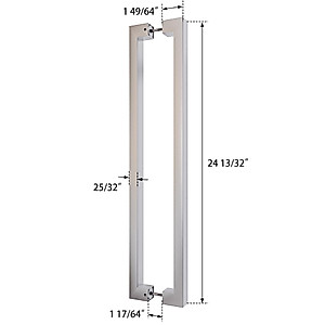 BARNSMITH 24 Inches Barn Door Push Pull Hande,Square Commercial Door Handle Pull Set, Grade-304 Stainless Steel Square Rectangular Shape Entrance Entry Front Handle for Office Store Garage