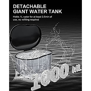 MySmile 1000ML Countertop Water Dental Flosser Teeth Cleaner 10 Settings Electric Power Oral Irrigator with UV Sanitizer Light Storage Bag and 7 Jet Tips