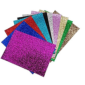 Glitter Faux Leather Sheets 10 Pack Chunky Crude Glitter Leather Sheets for Earring Keychains Craft Sewing Fabric,A4 Size,30cmx21cm (Chunky)