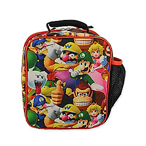 SUPER MARIO Bros Boy's Girl's Meal Holder, Soft Insulated School Lunch Box (One Size, Red/Multi)