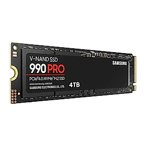 SAMSUNG 990 PRO SSD 4TB PCIe 4.0 M.2 2280 Internal Solid State Hard Drive, Seq. Read Speeds Up to 7,450 MB/s for High End Computing, Gaming, and Heavy Duty Workstations, MZ-V9P4T0B/AM